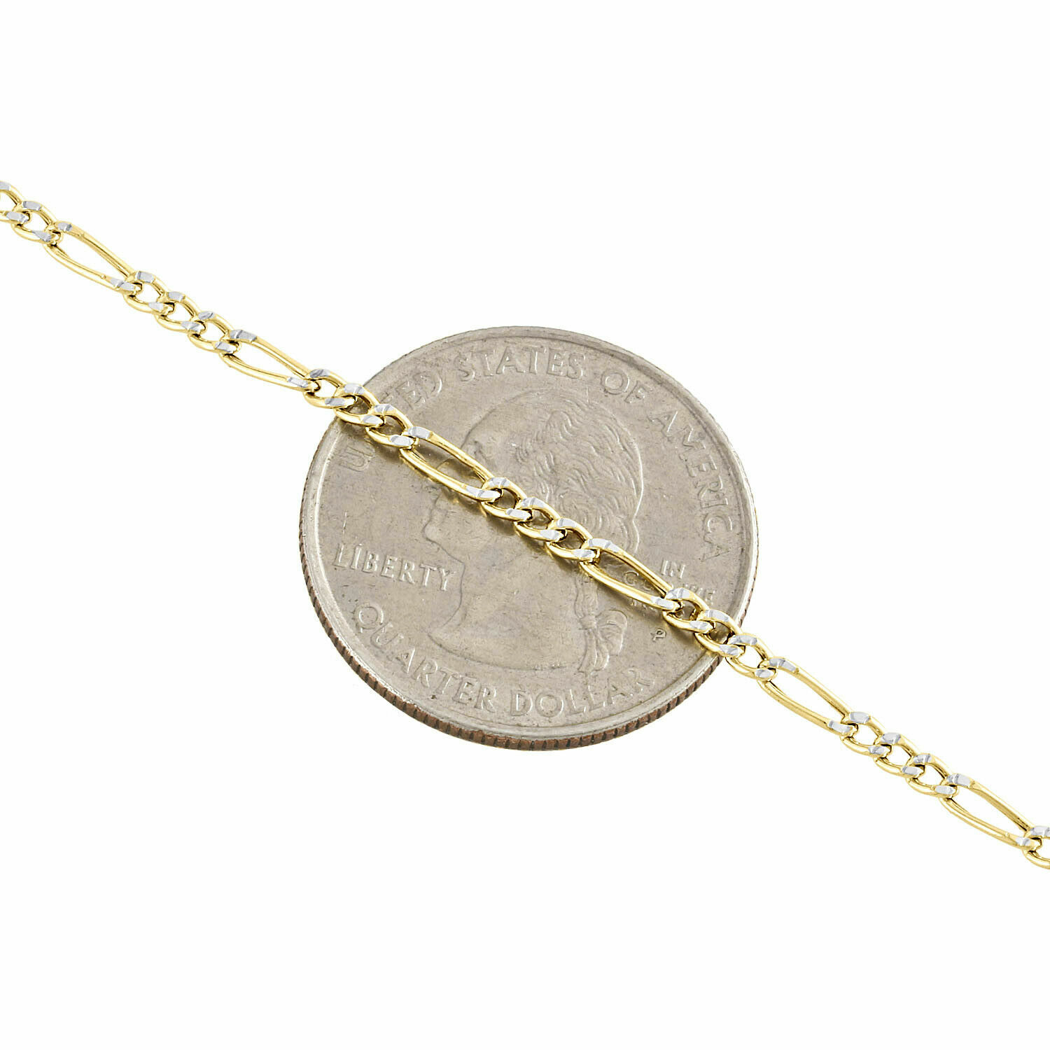 10K Yellow Gold Diamond Cut Figaro Chain 1.90mm Necklace 16-24 Inches ...