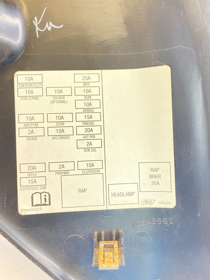 01-05 CHEVROLET MONTE CARLO LEFT SIDE PANEL FUSE BOX ACCESS COVER LID ...