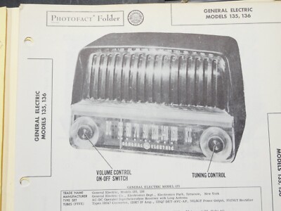 Original Sams Photofact Manual GENERAL ELECTRIC MODELS 135, 136 (81) | eBay
