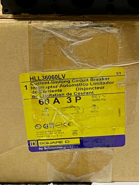 Square D HLL36060LV 60 Amp 3 Pole Circuit Breaker Hl060 for sale online ...