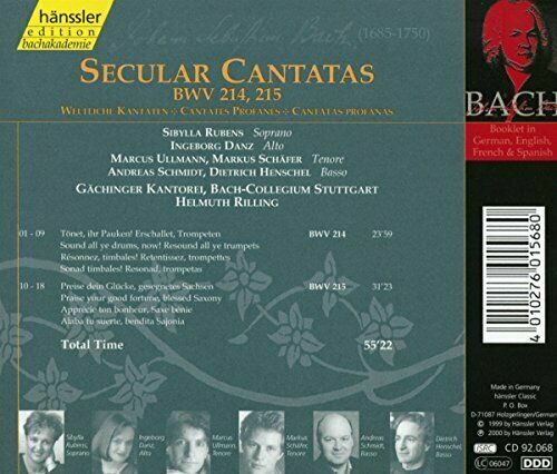 Secular Cantatas BWV 214, 215 von Johann Sebastian Bach, Sibylla Rubens ...