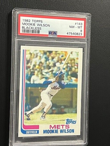 1982 Topps Baseball Card #143 Mookie Wilson Blackless New York Mets PSA ...