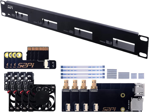 1U Rack Kit 1U Rackmount Supports 1-4 Units with 4Pcs Raspberry Pi Fans ...