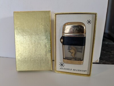 Vintage Scripto Vu Lighter Gold & Black Band Cigarette Lighter Boxed ...
