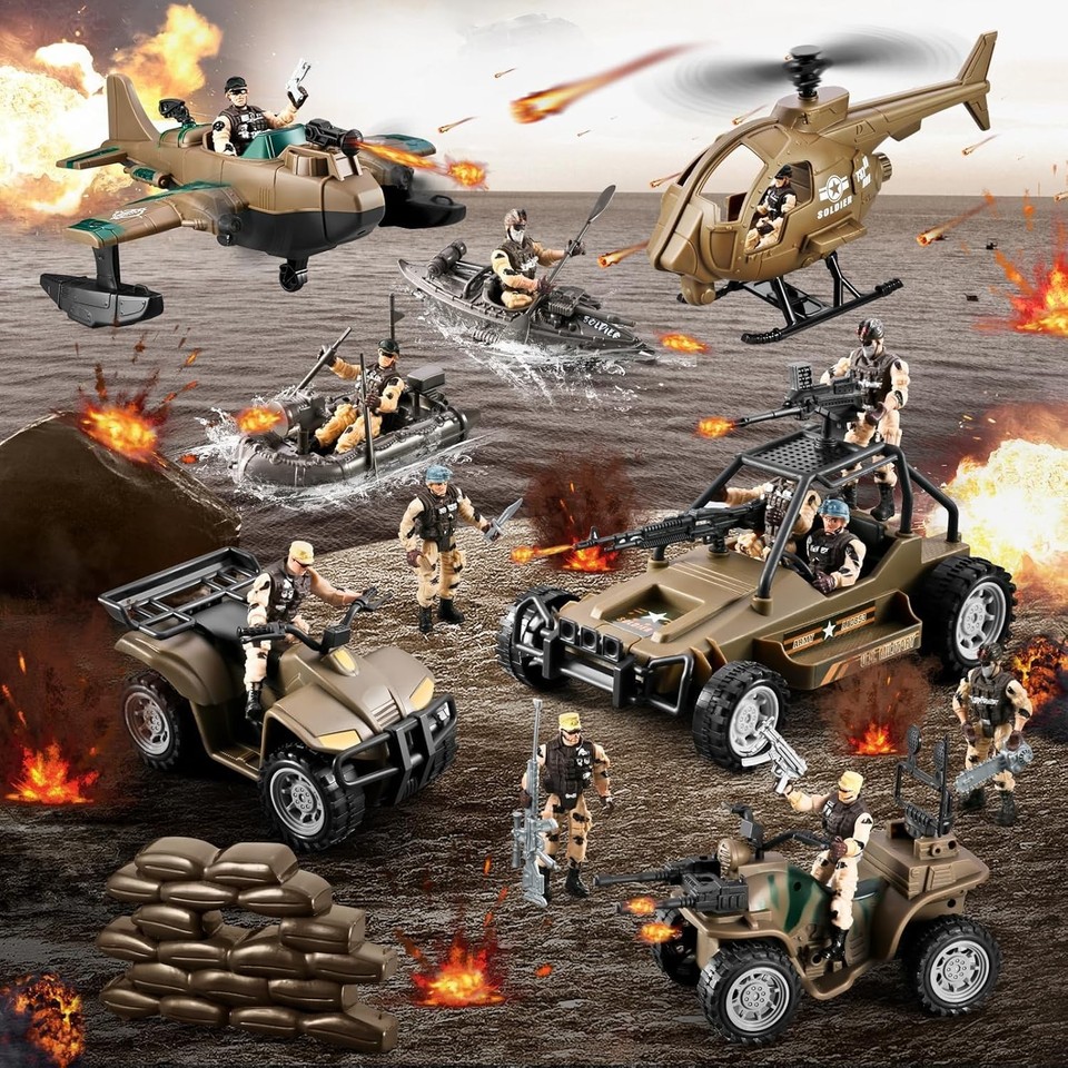 78-in-1 Army Men Sets Toys with Realistic Military Truck/Helicopter ...