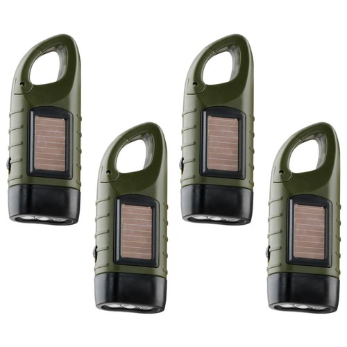 TOCH 4-Pack Hand Crank Solar Powered Flashlight LED Flashlight ...