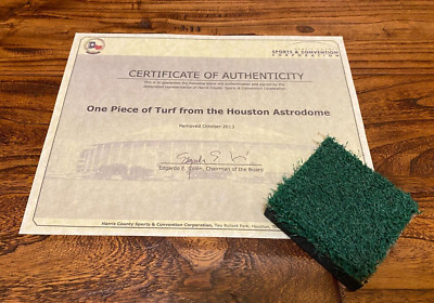 Houston Astrodome Astro Turf Piece Original RARE 3" x 3" COA Astros ...