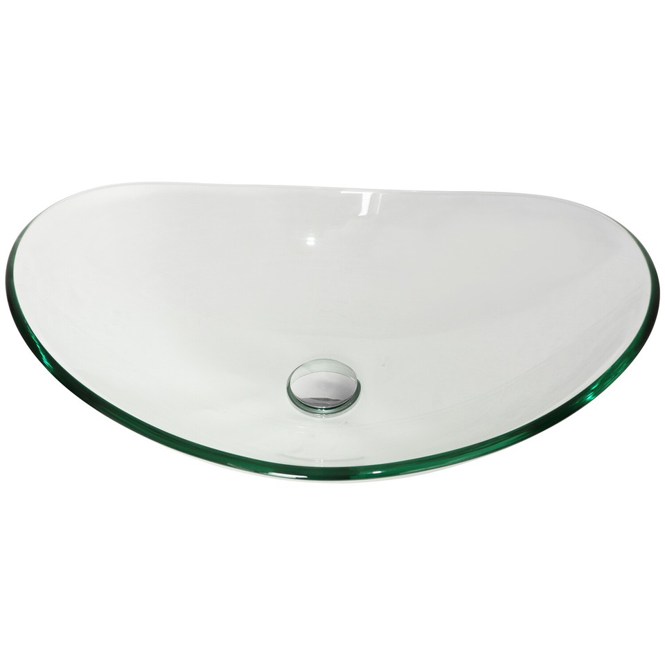 Bathroom Tempered Glass Clear Basin Vessel Sink Bowl With Faucet Set ...