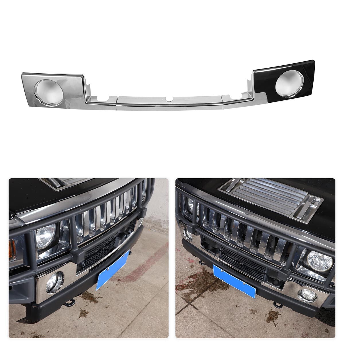 Silver ABS Exterior Front Bumper Cover Trim for Hummer H2 SUT SUV 2003 ...