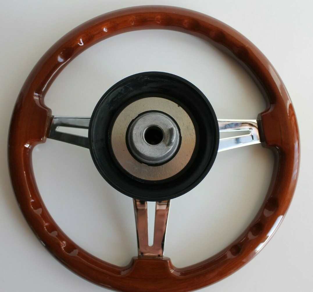 Steering Wheel fits For BMW Badge Wood Chrome 350MM E28 E30 E32 E34 ...