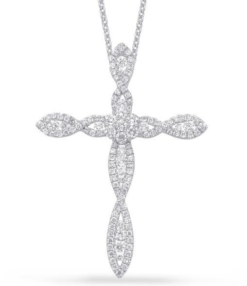 ESTATE LARGE .81CT DIAMOND 14KT WHITE GOLD 3D DOUBLE INFINITY CROSS ...