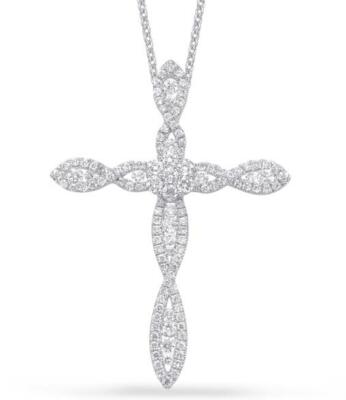 ESTATE LARGE .81CT DIAMOND 14KT WHITE GOLD 3D DOUBLE INFINITY CROSS ...