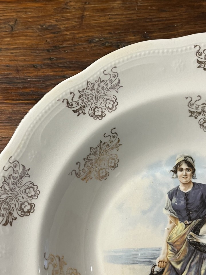 Owen Minerva Salad Bowl Whiteware Porcelain Woman Ocean Antique ...