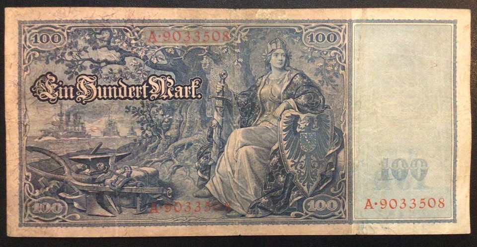 1910 GERMANY PAPER MONEY - 100 MARK LARGE BANKNOTE! | eBay