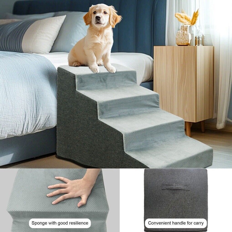 Curved Dog Stairs Ramp for High Beds Non-Slip Balanced Small Dogs Cats ...