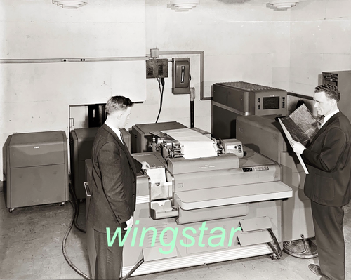 OLD IBM COMPUTER MACHINES PRINTER CARDS Men Vintage Photo 8x10 ...