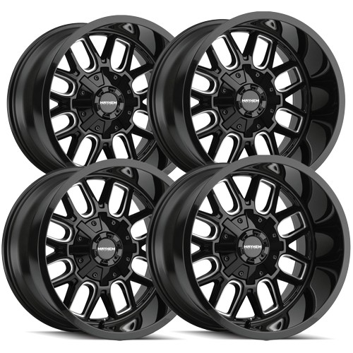 (Set of 4) Mayhem 8107 Cogent 18x9 8x6.5" +0mm Black/Milled Wheels Rims ...
