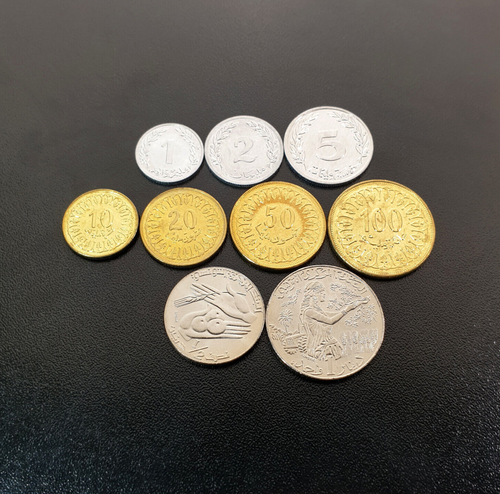 Tunisia Set of 9 coins, 1 2 5 10 20 50 100 Milliemes 1/2 1 Dinars 1960 ...