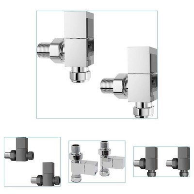 Radiator Valve X2 Square Straight Angled Heated Towel Rail Designer ...