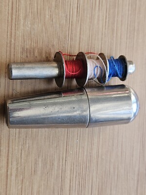 ANTIQUE METAL TRAVEL SEW KIT,ETUI SPOOL NEEDLE HOLDER WINDER French ...