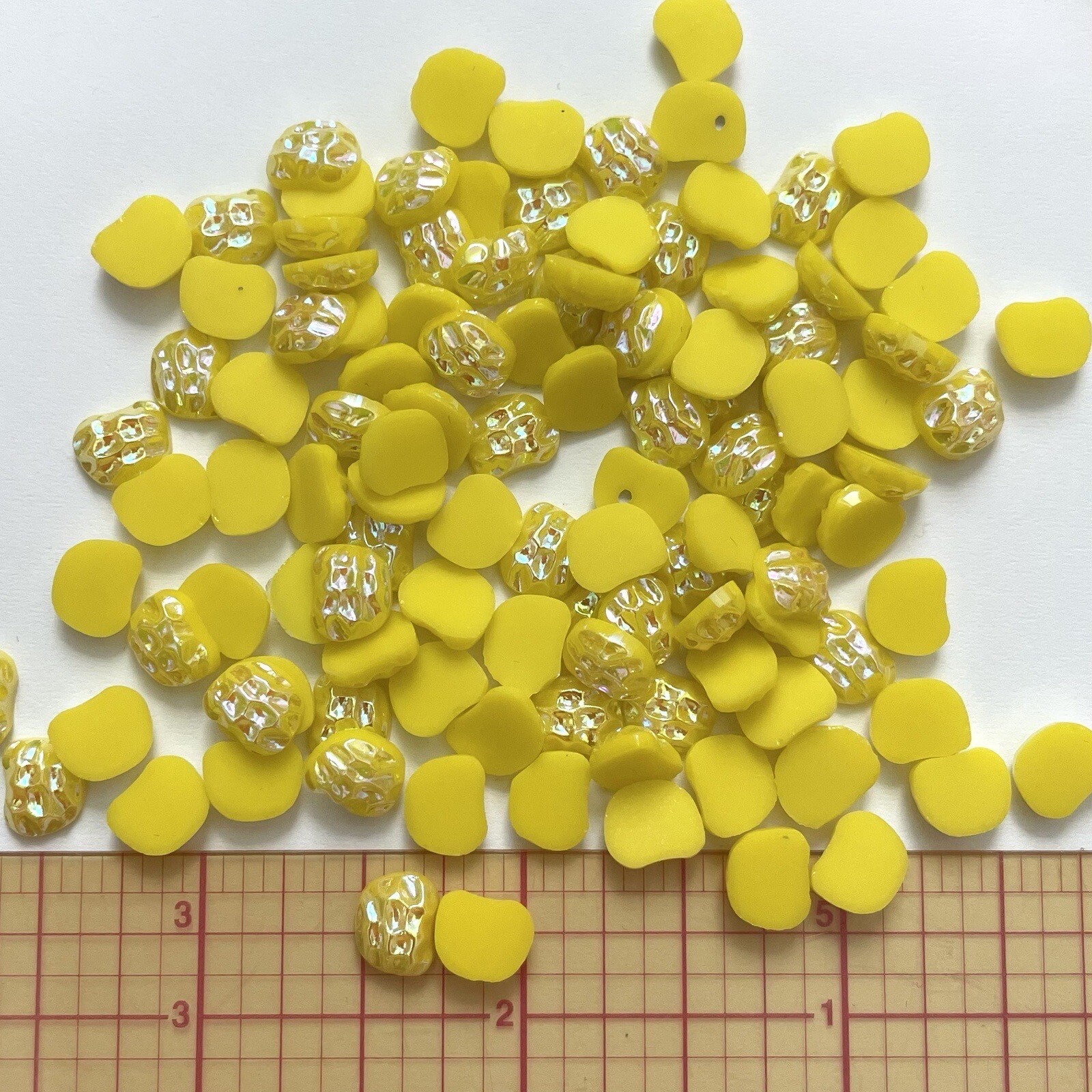 24 Vintage AB Yellow Cabochons Unusual Shape Glass 7.8x6.5 Molded ...