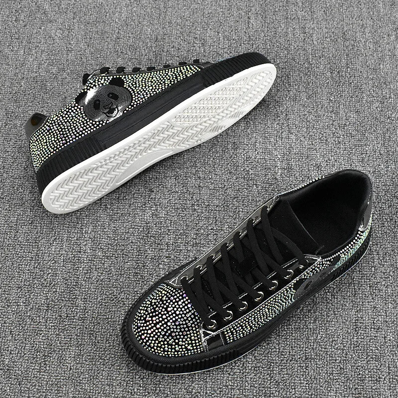 New Men Luxury Diamond Rhinestones Bear Fashion Thick Bottom Sneakers ...