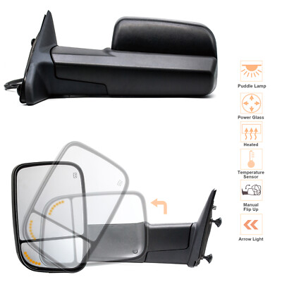 Tow Mirrors For 2009-2018 Dodge Ram 1500 2500 3500 Power Temp Sensor LH ...