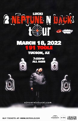 LUCKI "NEPTUNE N BACK TOUR" 2022 TUCSON, AZ CONCERT POSTER - Hip Hop ...