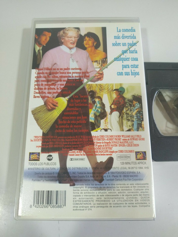 Mrs Doubtfire - Robin Williams Sally Field - VHS Tape Spanish | eBay ...