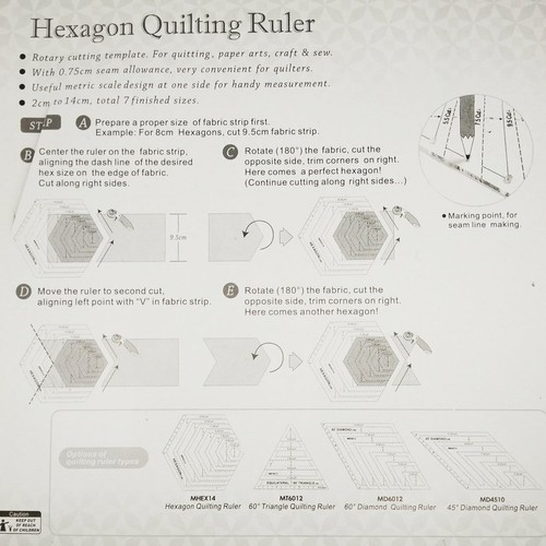 Quilt Quilter's Ruler Hexagon Quilting Ruler Equilateral Traiangle ...
