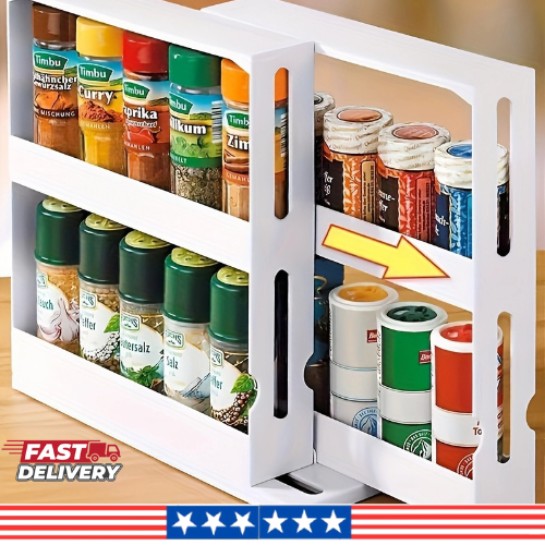 2 Tier Swivel Spice Rack Countertop Organizer Small Kitchen Storage ...