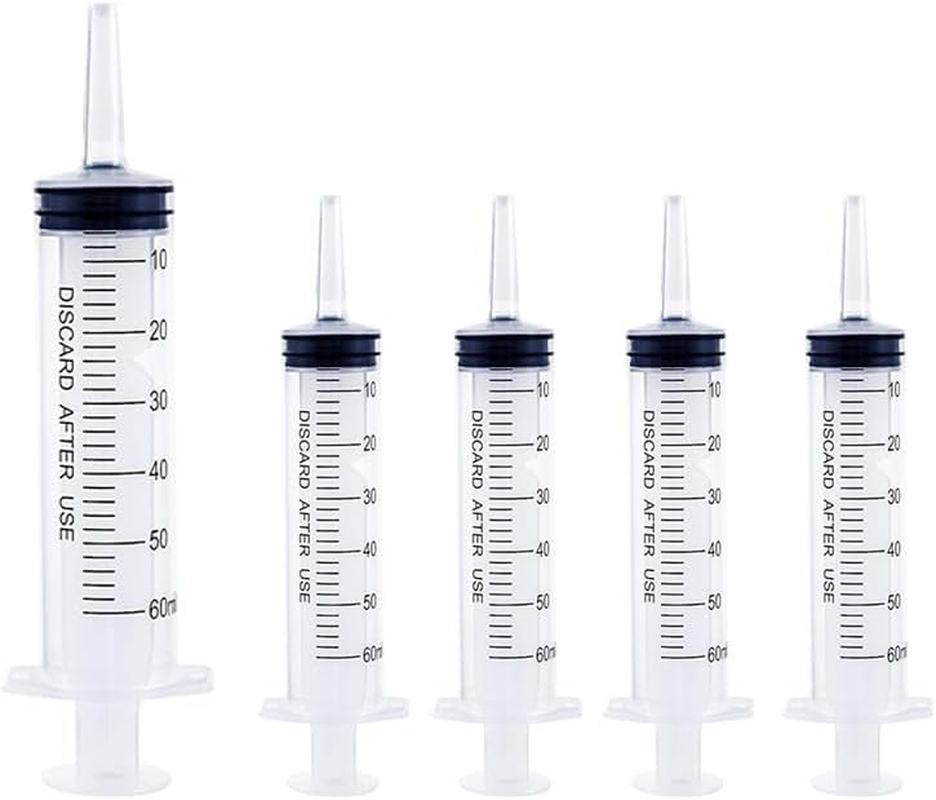 5Pcs 60Ml Plastic Syringe with Caps No Needle, Disposable Feeding ...