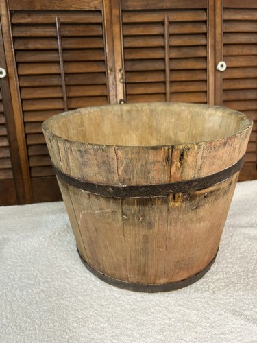 Primitive Antique New England Staved Wooden Bail Handle Sap Bucket ~No ...