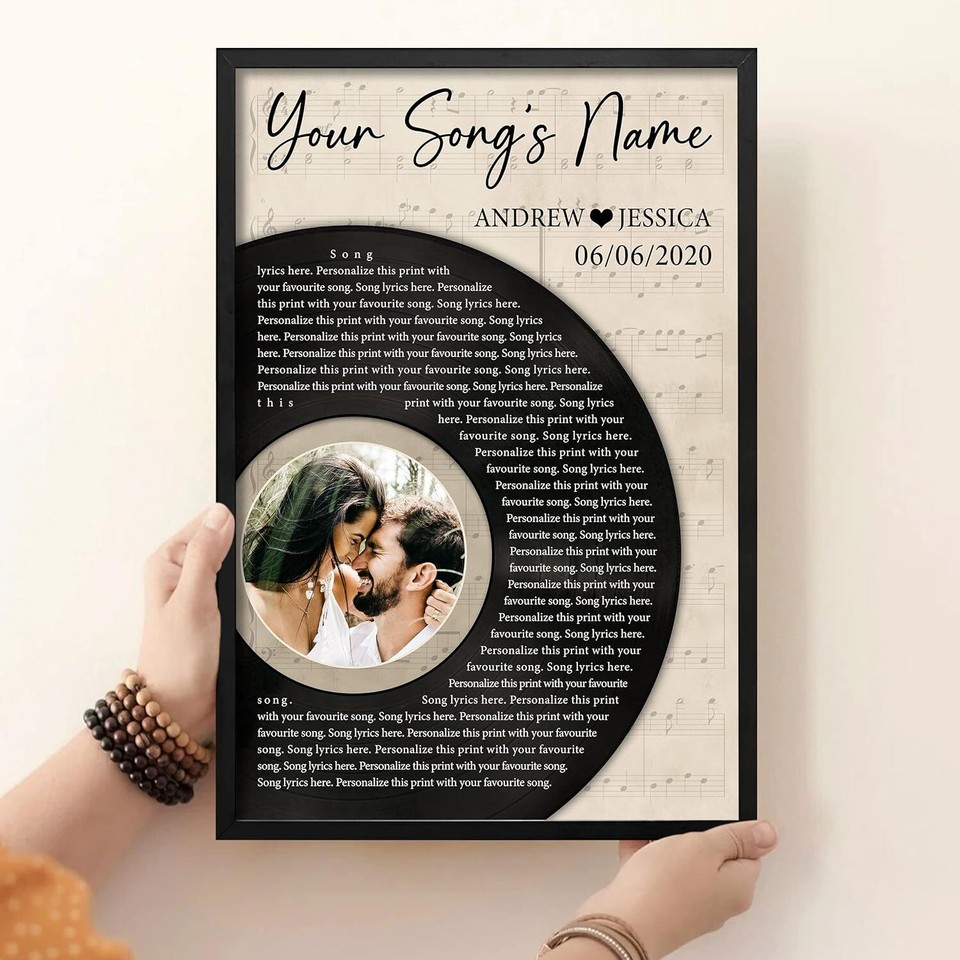 Custom Song Lyrics Poster Canvas Wall Art Couple Gifts Custom Vinyl ...