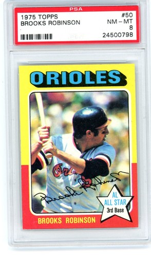 1975 Topps #50 BROOKS ROBINSON "Human Vacuum Cleaner" Orioles HOF PSA 8 ...
