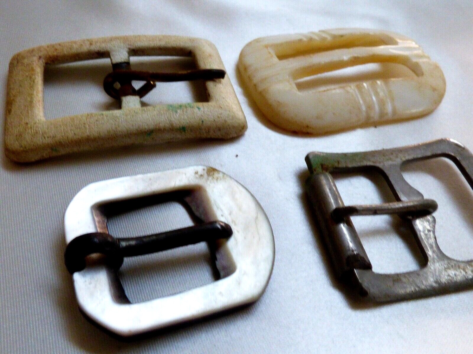 lot of 4 VTG old Metal Mother of Pearl shell Belt Buckles & parts | eBay
