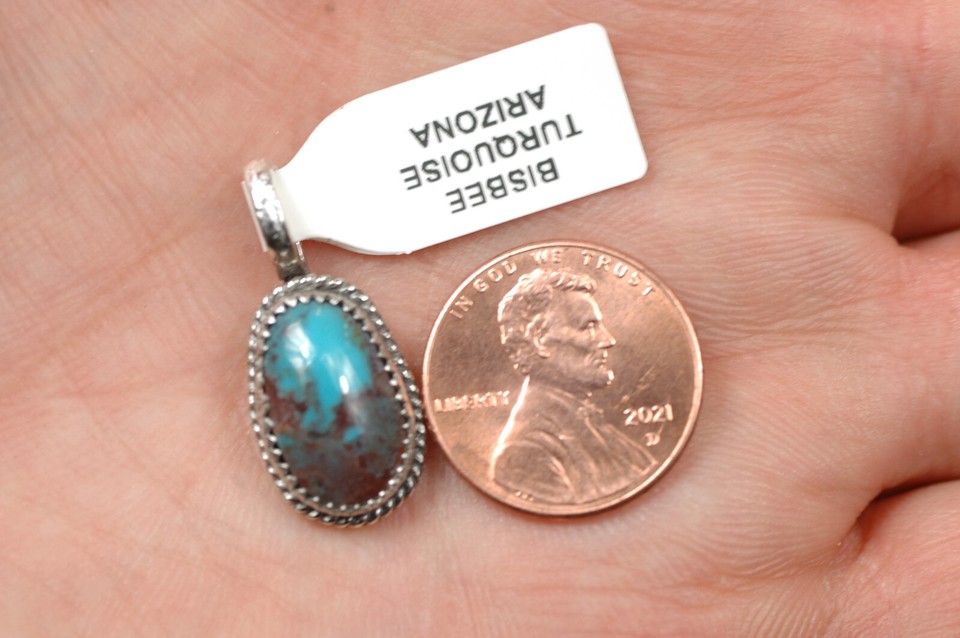 Turquoise Pendant Bisbee AZ Smoky Webbed Blue Sterling Silver Vintage ...