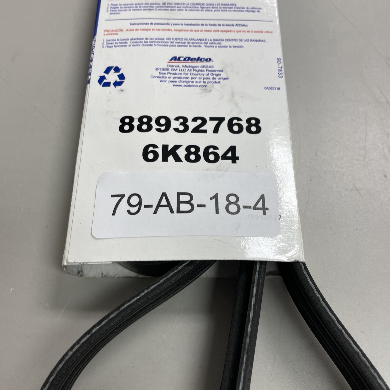 6K864 AC Delco Serpentine Belt New for Chevy Olds Jeep Grand Cherokee ...