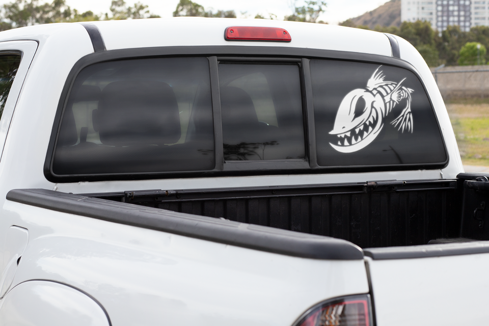 Angry Fish Bone Skeleton Car Window Vinyl Decal Fishing Graphic Sticker ...