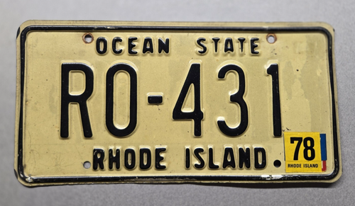 🐾 1972 RHODE ISLAND "PASSENGER" LICENSE PLATE (RO-431) W/78 RENEW. STKR ...