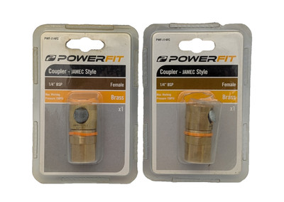 2 x POWERFIT Jamec Style Female Coupler 1/4" BSP Brass Air Hose Fitting ...