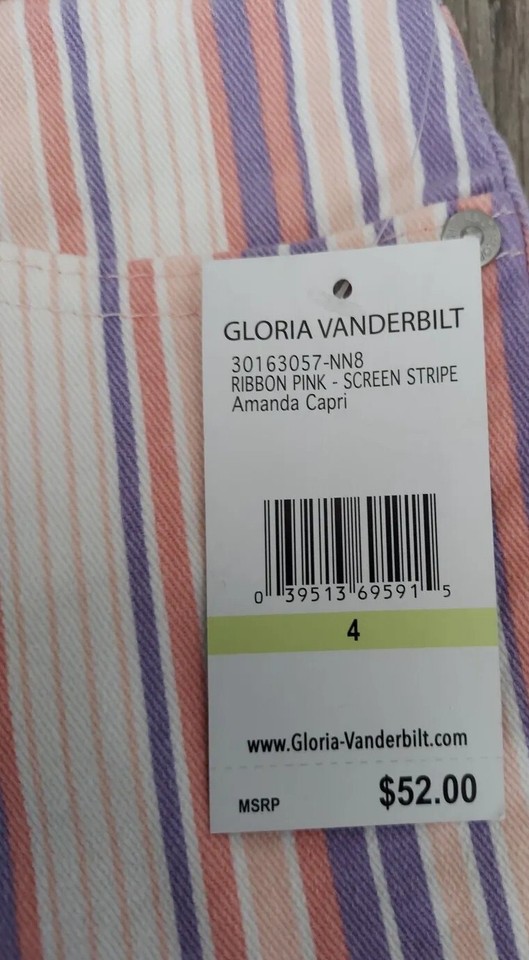 Gloria Vanderbilt Women's Bottoms Flex Stretch Amanda Striped Capri ...
