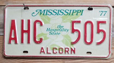 Vintage Mississippi expired 1977 The Hospitality State License Plate ...