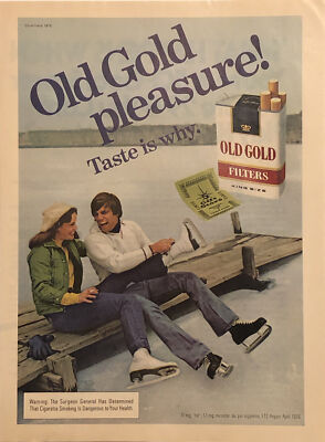 1976 Old Gold Cigarettes PRINT AD Ice Skating VTG 1970s Pleasure ...