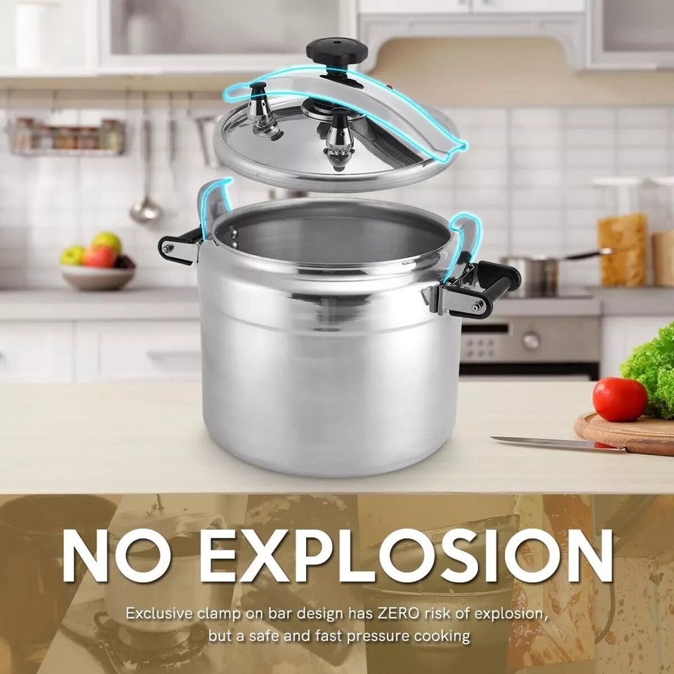 26 Qt Aluminum Pressure Cooker Canner Double Valves Ultra Safe Clamp ...
