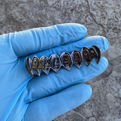 Black Shark Grillz Eight Top Teeth 8 Tooth Vampire Fangs Mouth Hip Hop ...