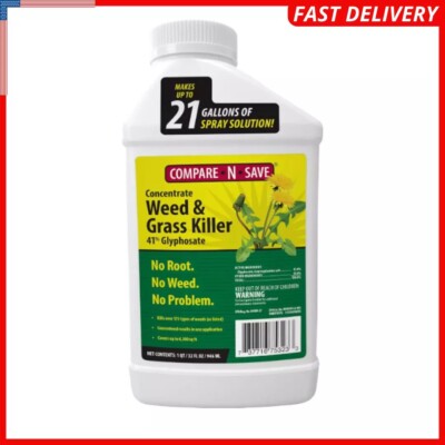 Weed Grass Killer Herbicide 32 Oz 41% Glyphosate Concentrate Compare-N ...