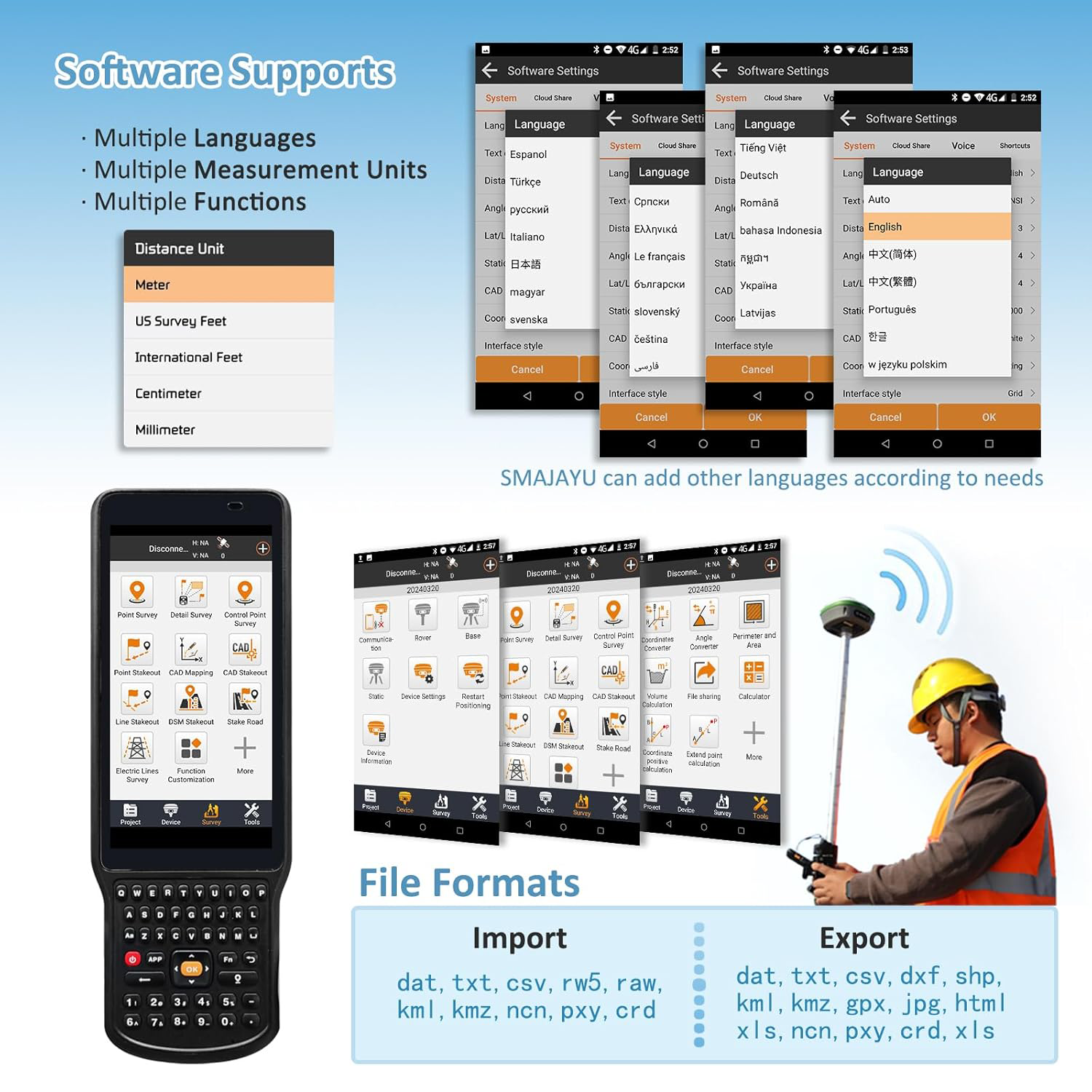 GNSS Receiver RTK GPS Surveying Equipment SMA26 Rover With Handheld Collector | eBay