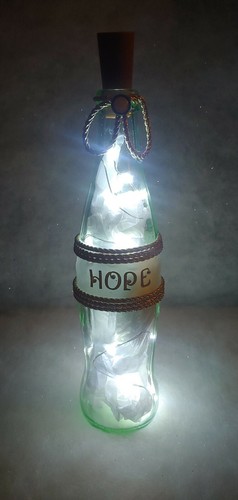 UNIQUE GLASS "HOPE" SODA BOTTLE WHITE LED CORK LIGHT LAMP ART HOME BAR ...