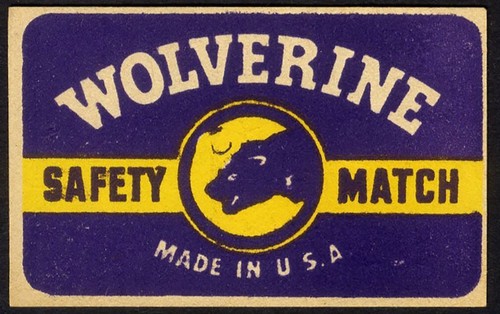 WOLVERINE Matchbox Label Made in America U.S. Blue Yellow | eBay